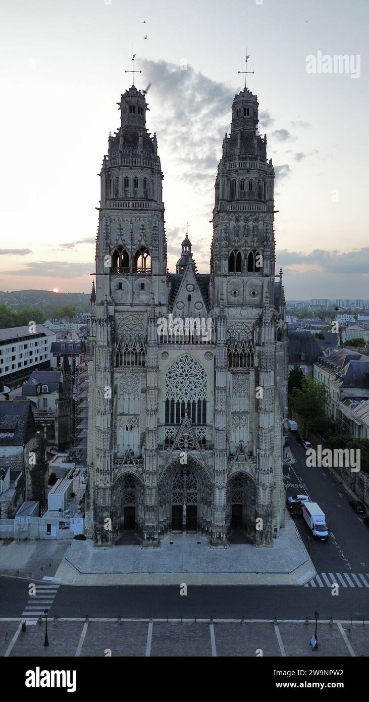 drone photo Tours cathedral France Europe Stock Photo - Alamy