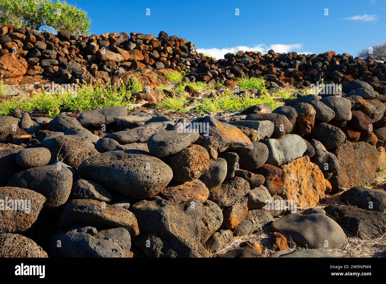 Village rock wall ruins, Lapakahi State Historical Park, Hawaii Stock ...
