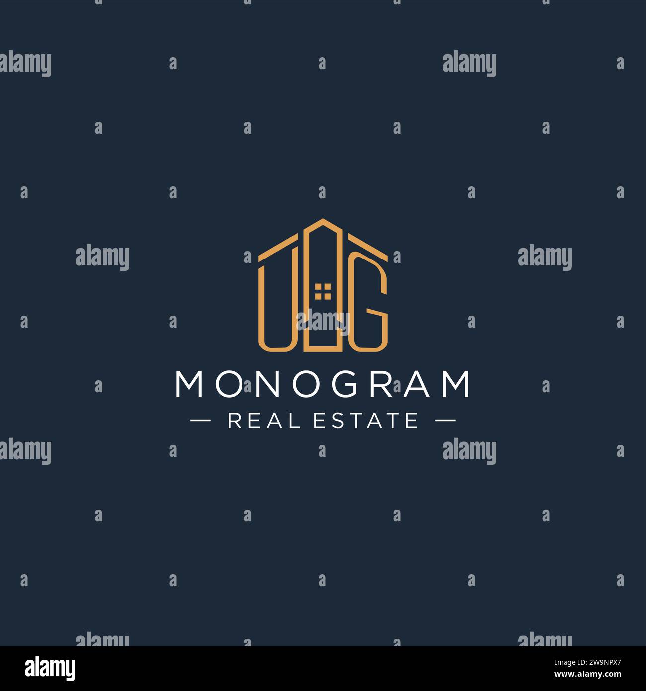Initial letter UG logo with abstract house shape, luxury and modern ...