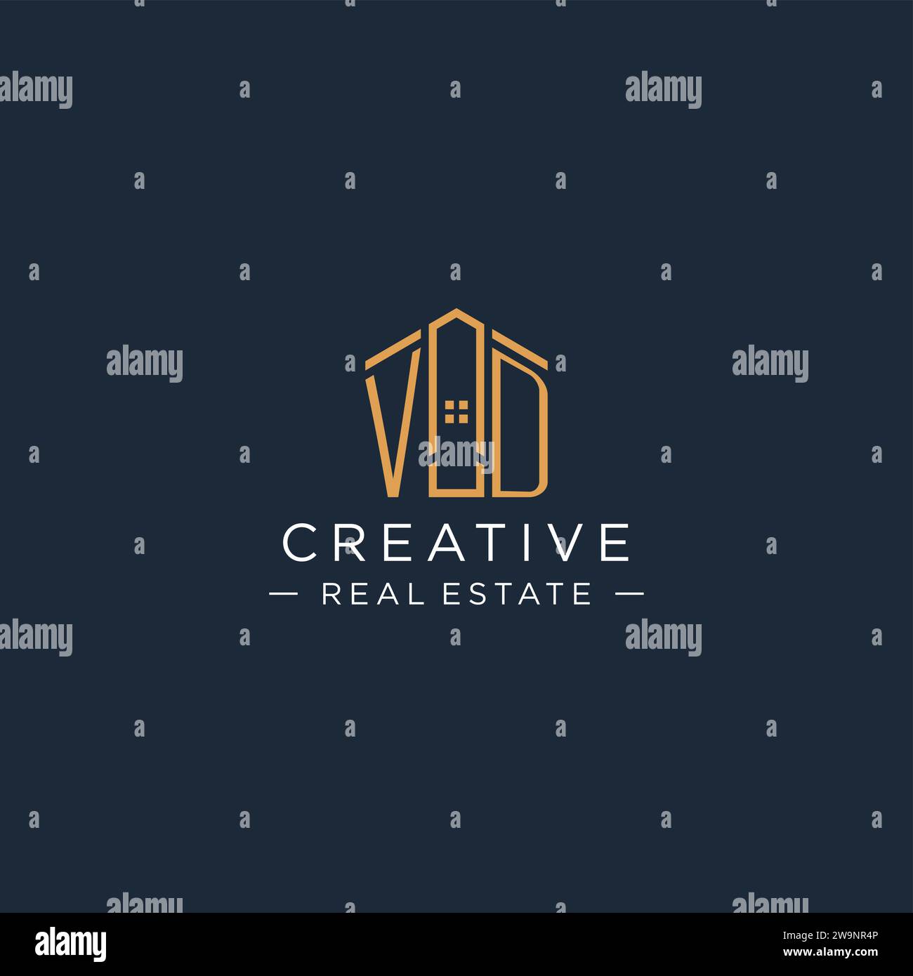 Initial letter VD logo with abstract house shape, luxury and modern ...