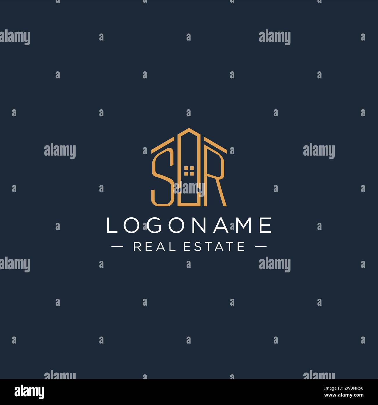 Initial letter SR logo with abstract house shape, luxury and modern ...
