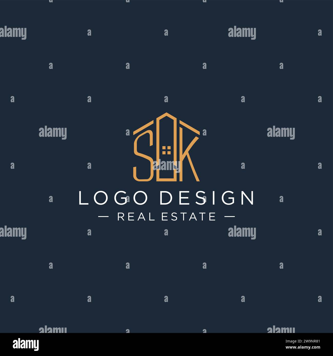 Initial letter SK logo with abstract house shape, luxury and modern ...