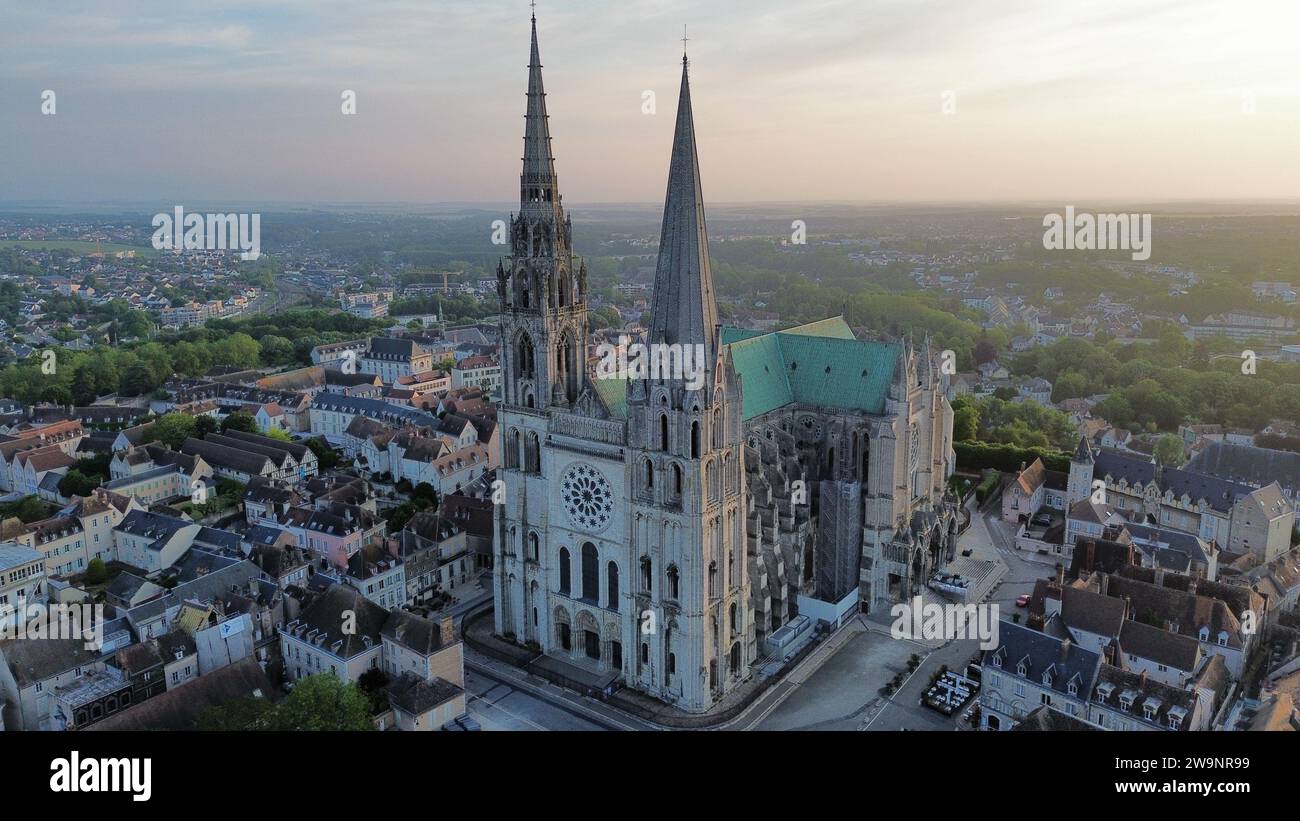 drone photo Chartres Cathedral France Europe Stock Photo - Alamy