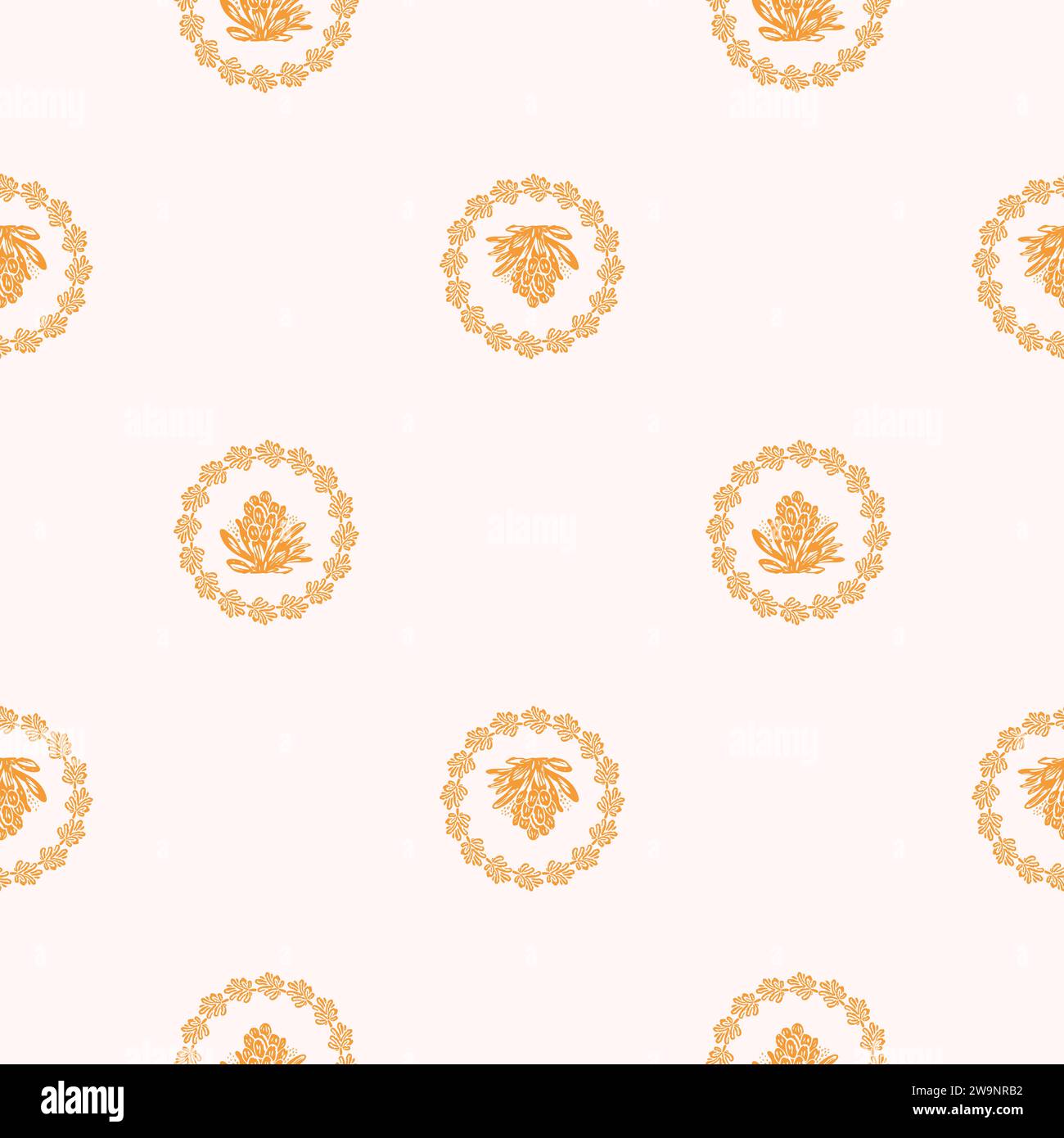 Linocut rural floral folkart seamless vector pattern for block print ...