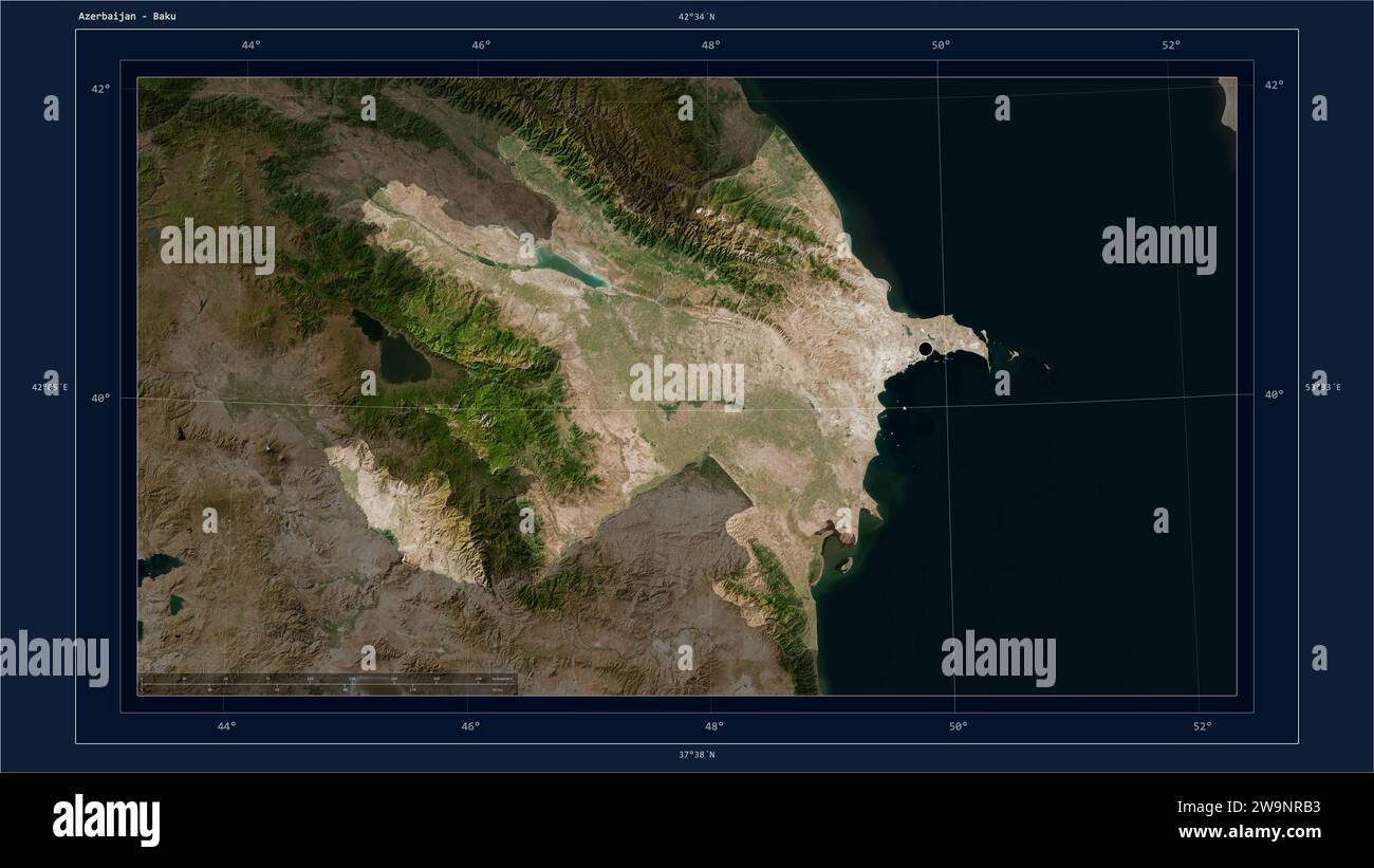 Azerbaijan highlighted on a low resolution satellite map map with the ...