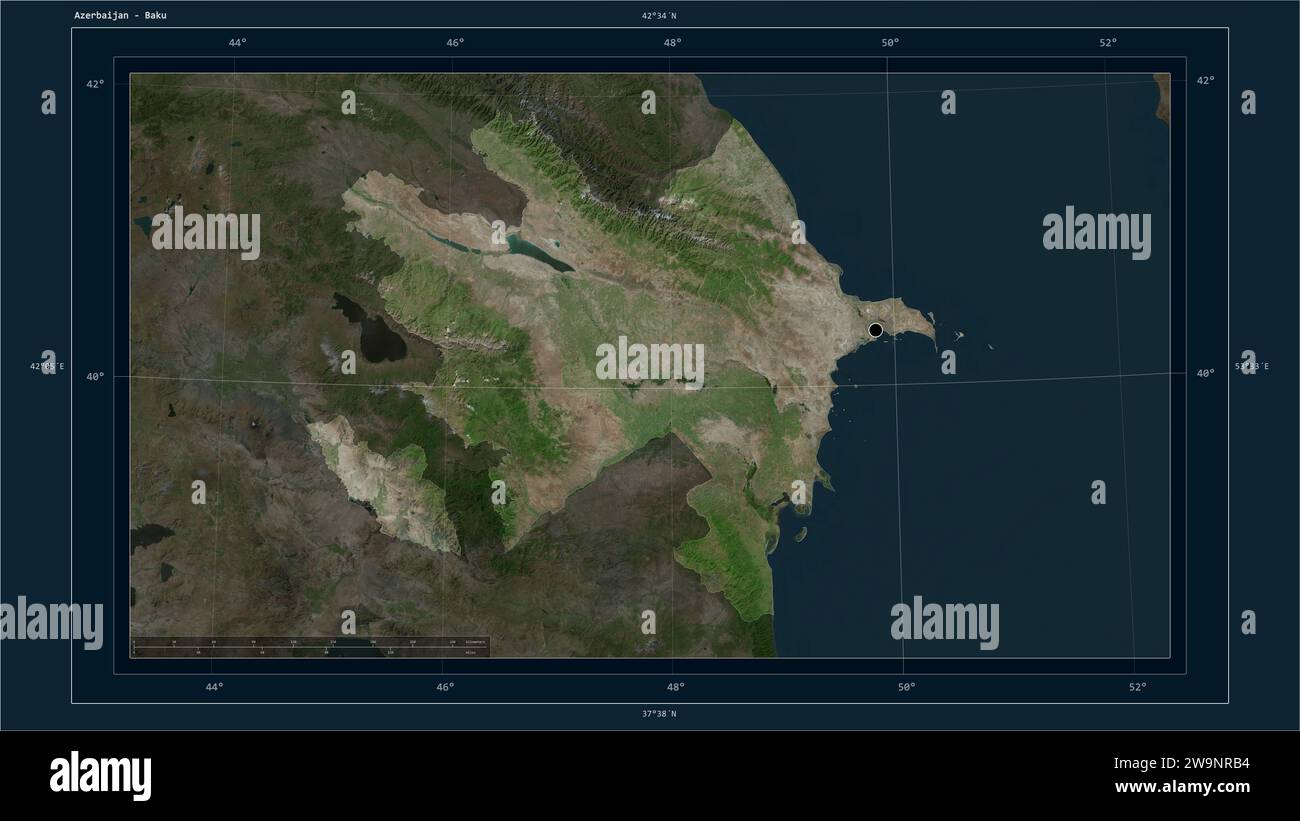 Azerbaijan highlighted on a high resolution satellite map map with the ...