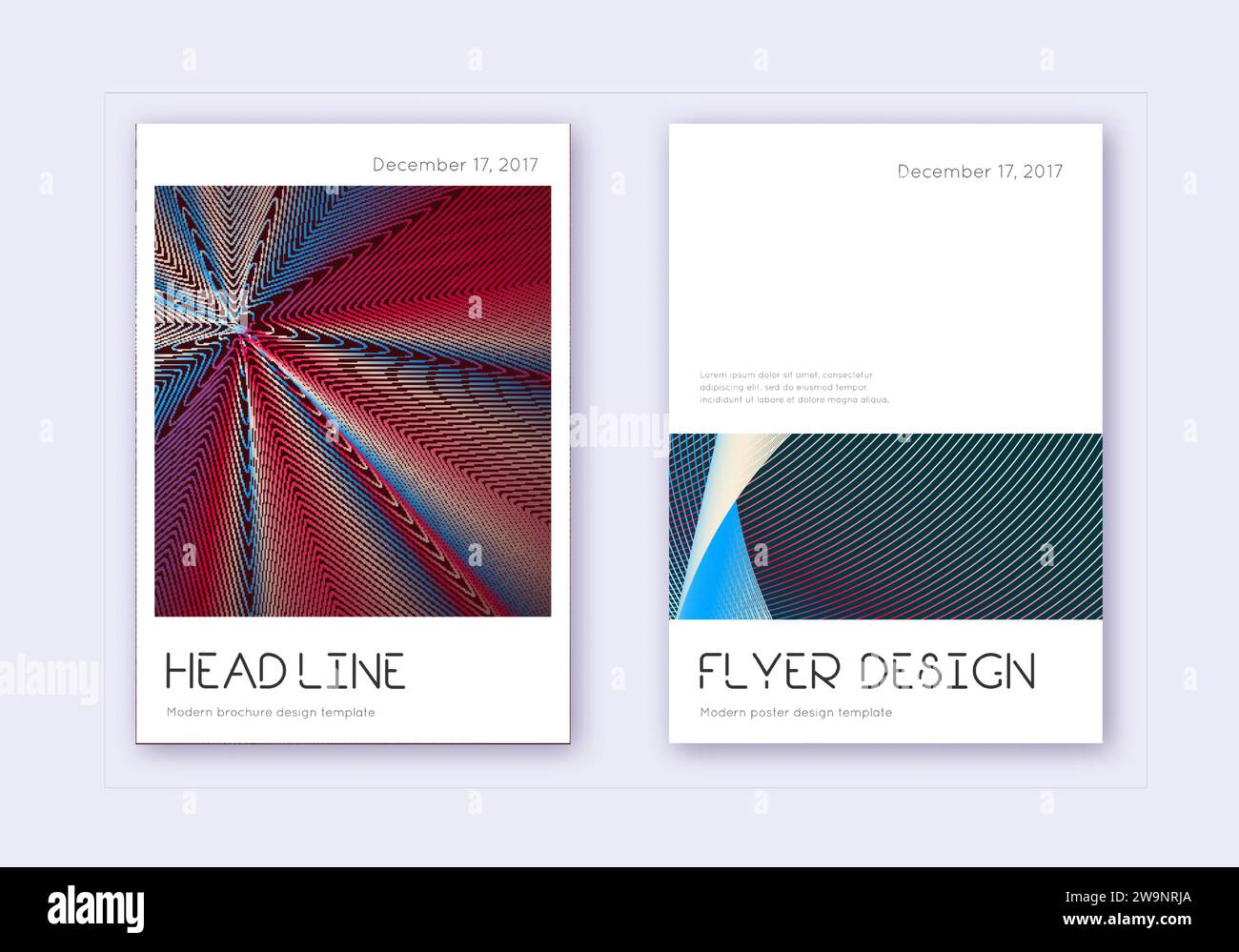 Minimal cover design template set. Red white blue abstract lines on ...