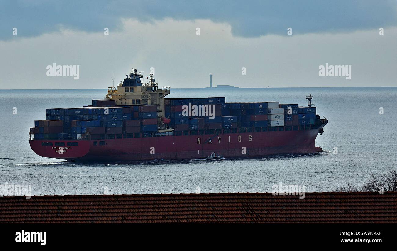 A Navios Spring container ship, seen leaving the French Mediterranean ...