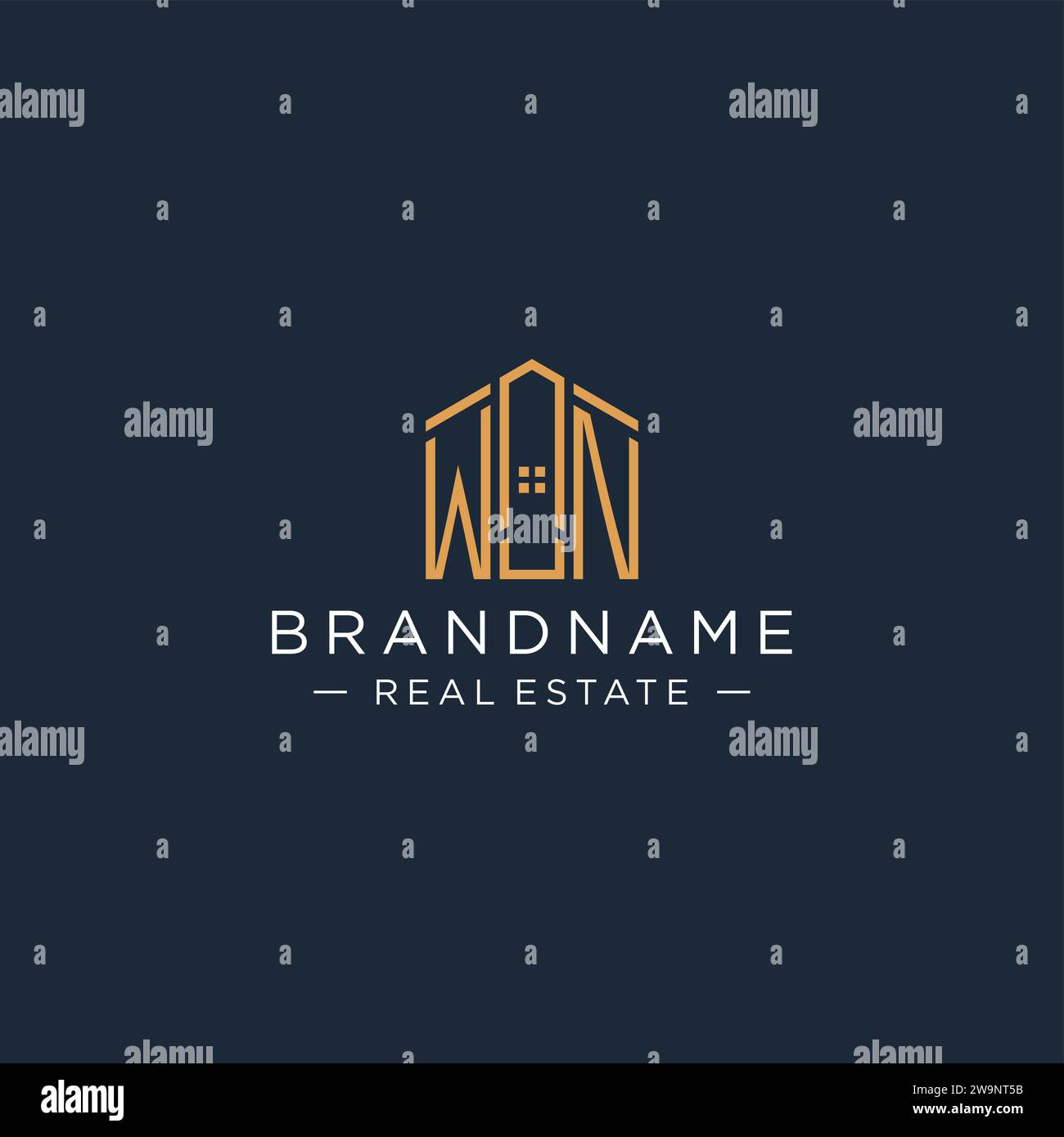 Initial letter WN logo with abstract house shape, luxury and modern ...