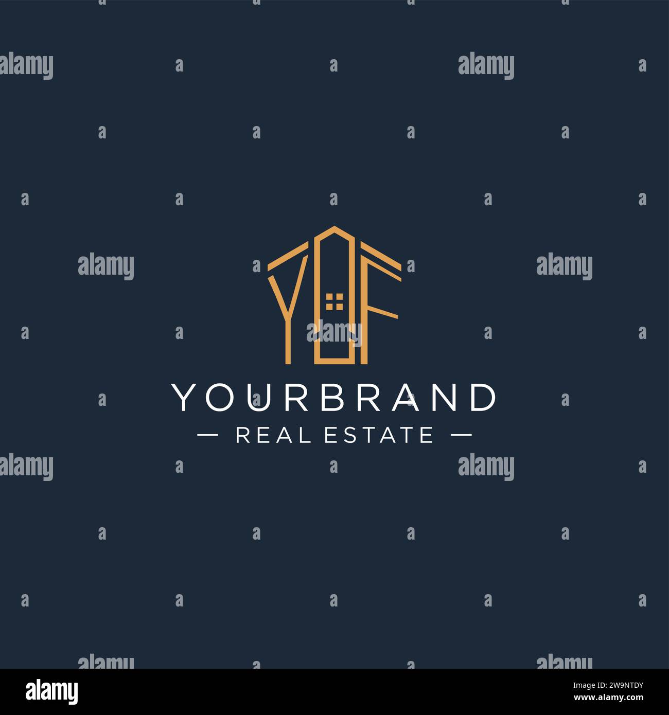 Initial letter YF logo with abstract house shape, luxury and modern ...