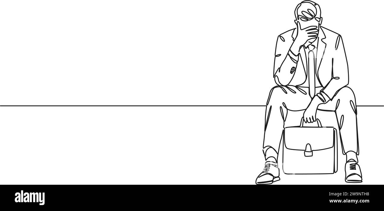 continuous single line drawing of consternated businessman, line art ... continuous single line drawing of consternated businessman, line art ...