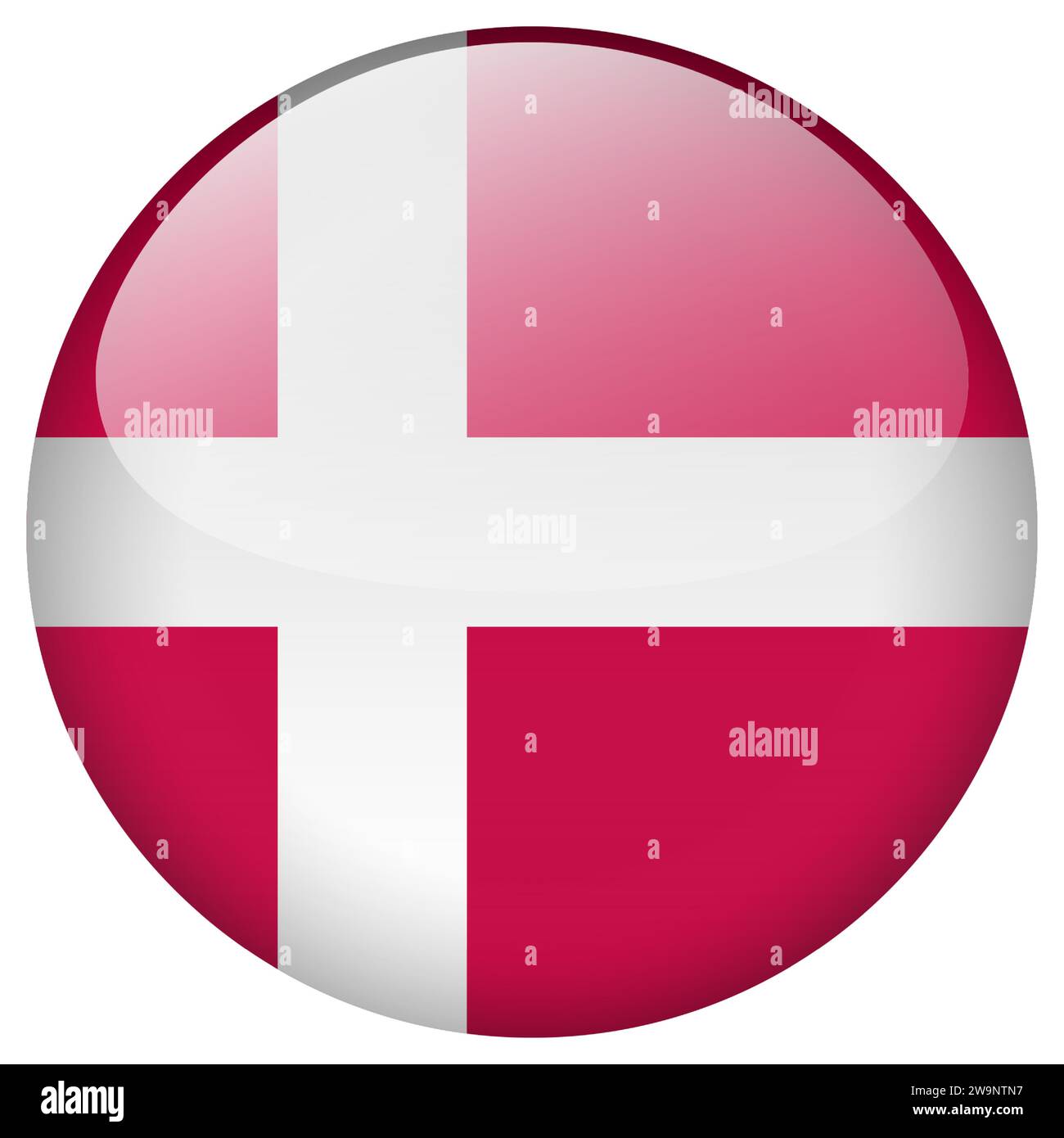 Denmark flag button. Denmark circle flag button isolated on white ...