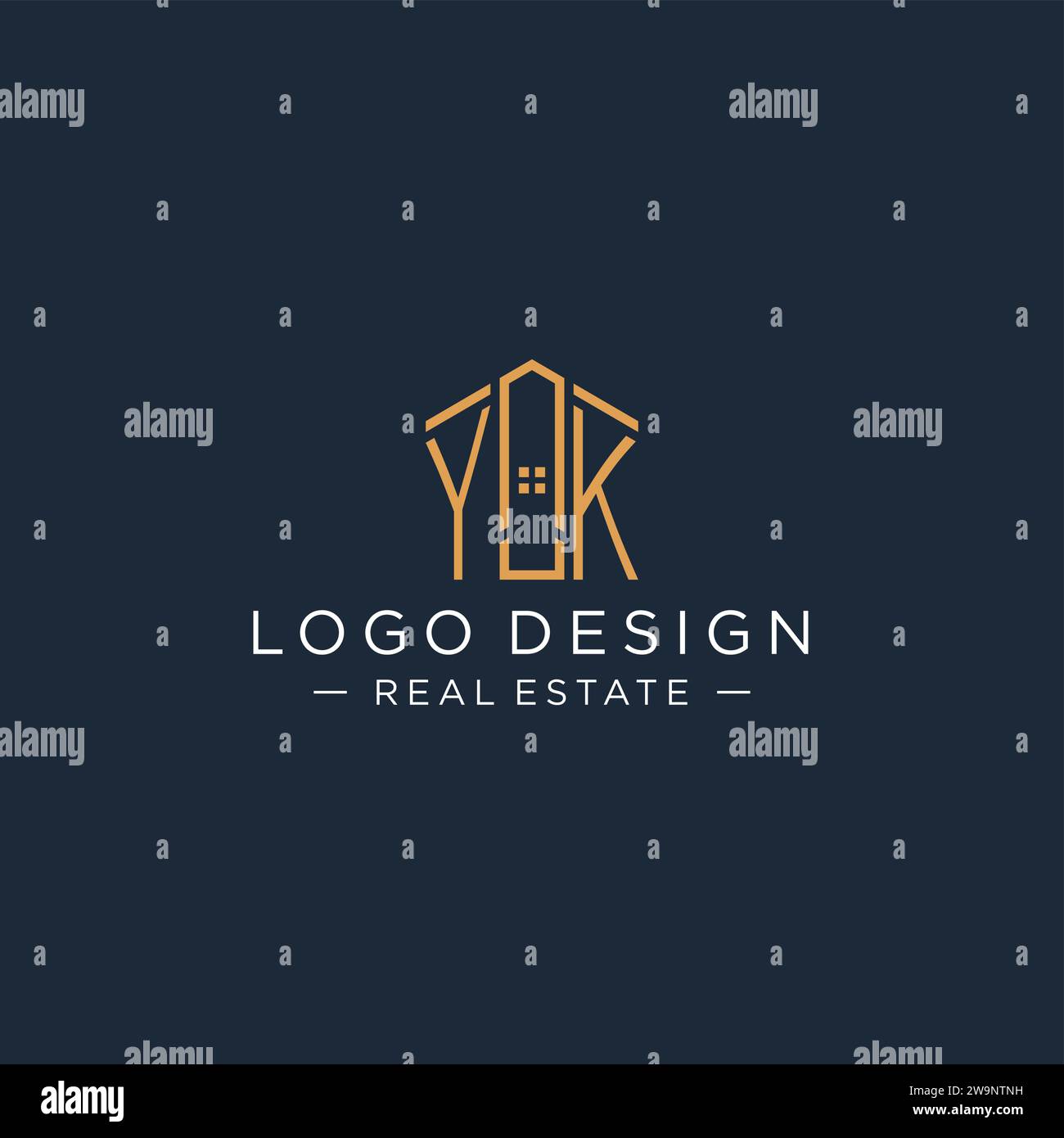 Initial letter YK logo with abstract house shape, luxury and modern ...
