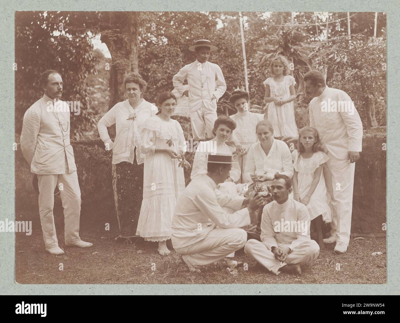 Group portrait of Europeans in the tropics, dressed in white., C. 1910 ...