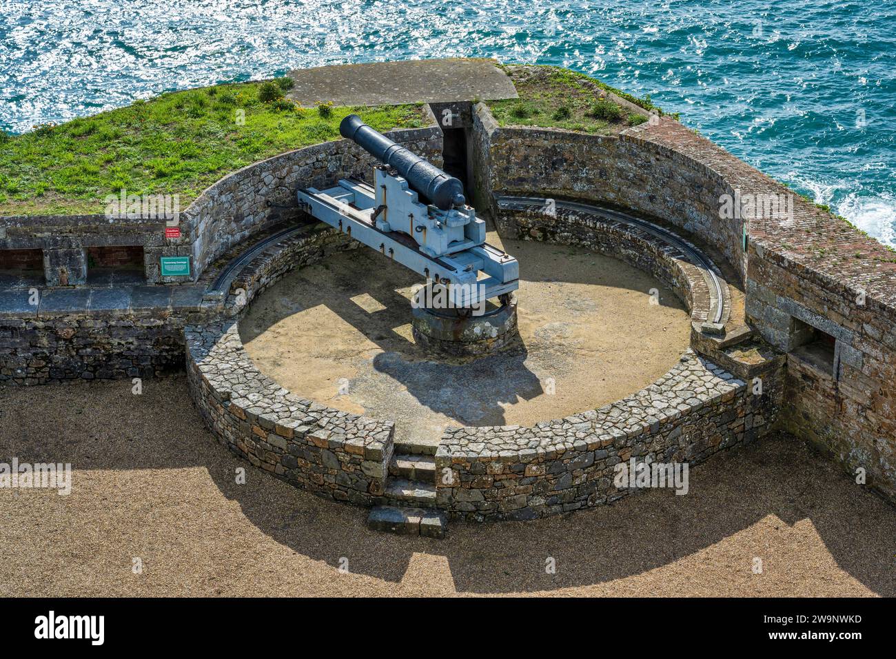 View looking down on South or Water Battery on Castle Cornet in St ...