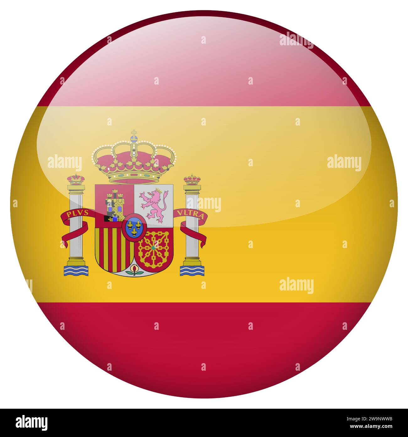 Spain flag button. Spain circle flag button isolated on white ...