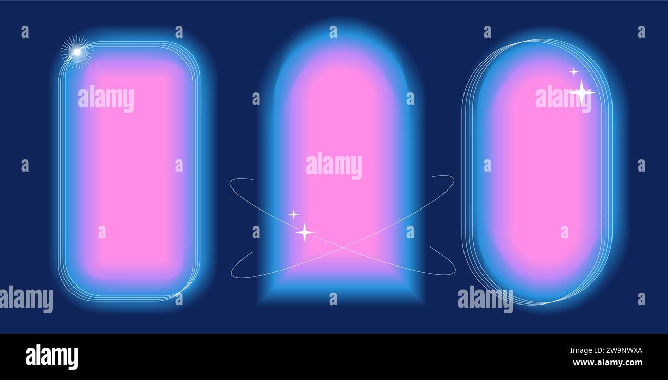 Y2k style blurred gradient shapes with linear forms and sparkles ...