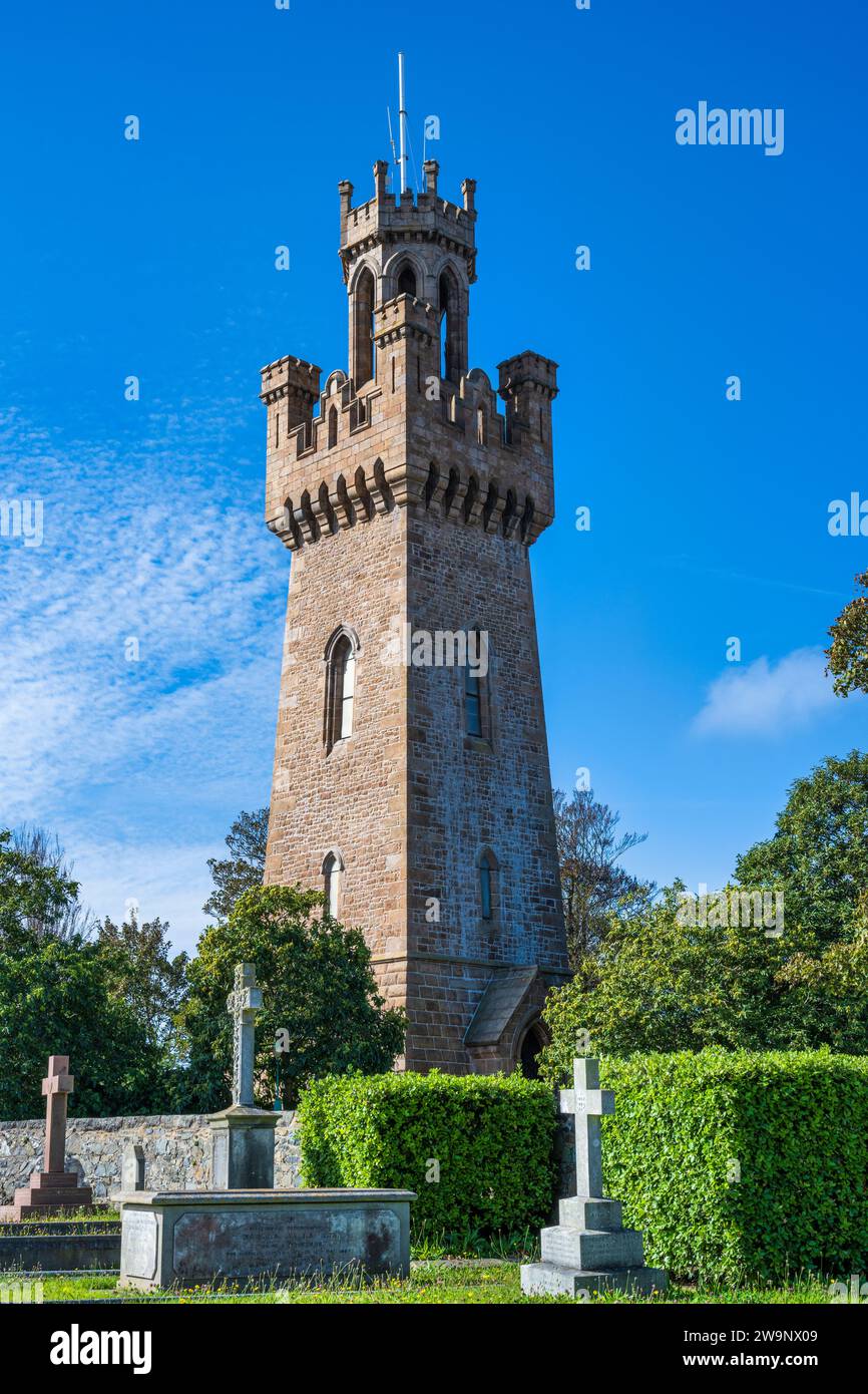 Victoria Tower on Monument Road viewed from Candle Cemetery in St Peter ...