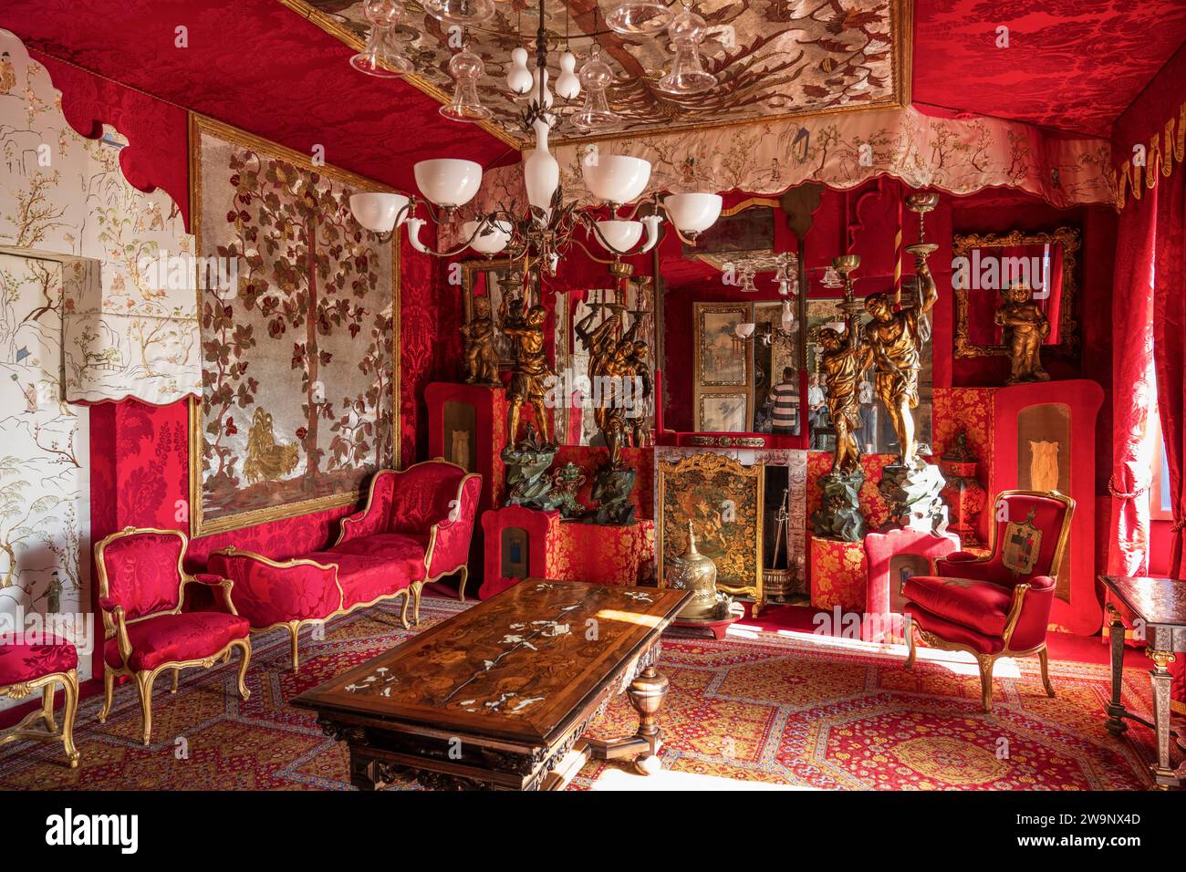 Red Drawing Room of Hauteville House, home of Victor Hugo, in St Peter ...