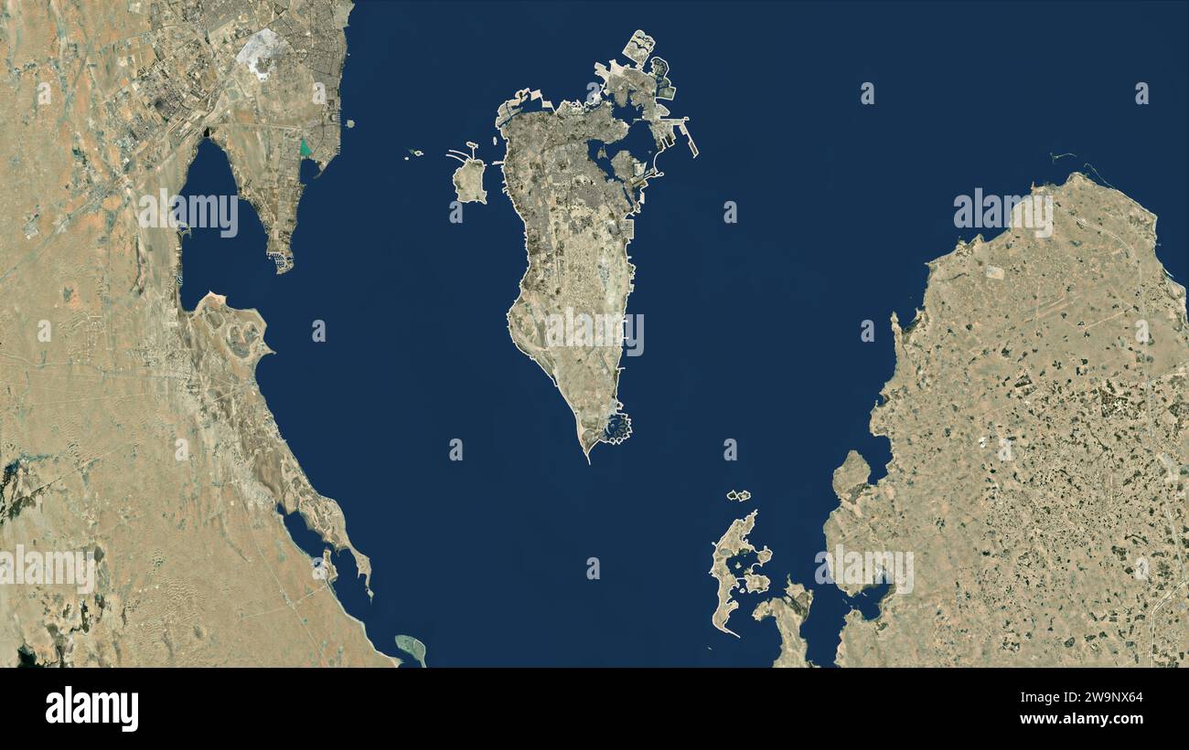 Bahrain outlined on a low resolution satellite map Stock Photo - Alamy