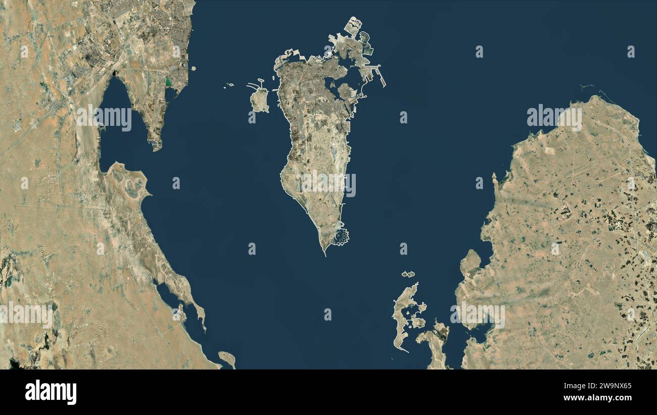 Bahrain outlined on a high resolution satellite map Stock Photo - Alamy
