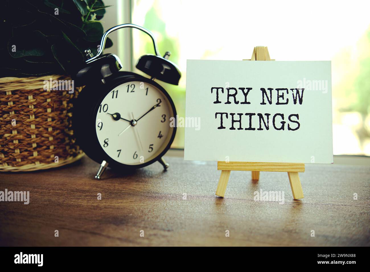 Try new things text message, inspiration motivation concept Stock Photo ...