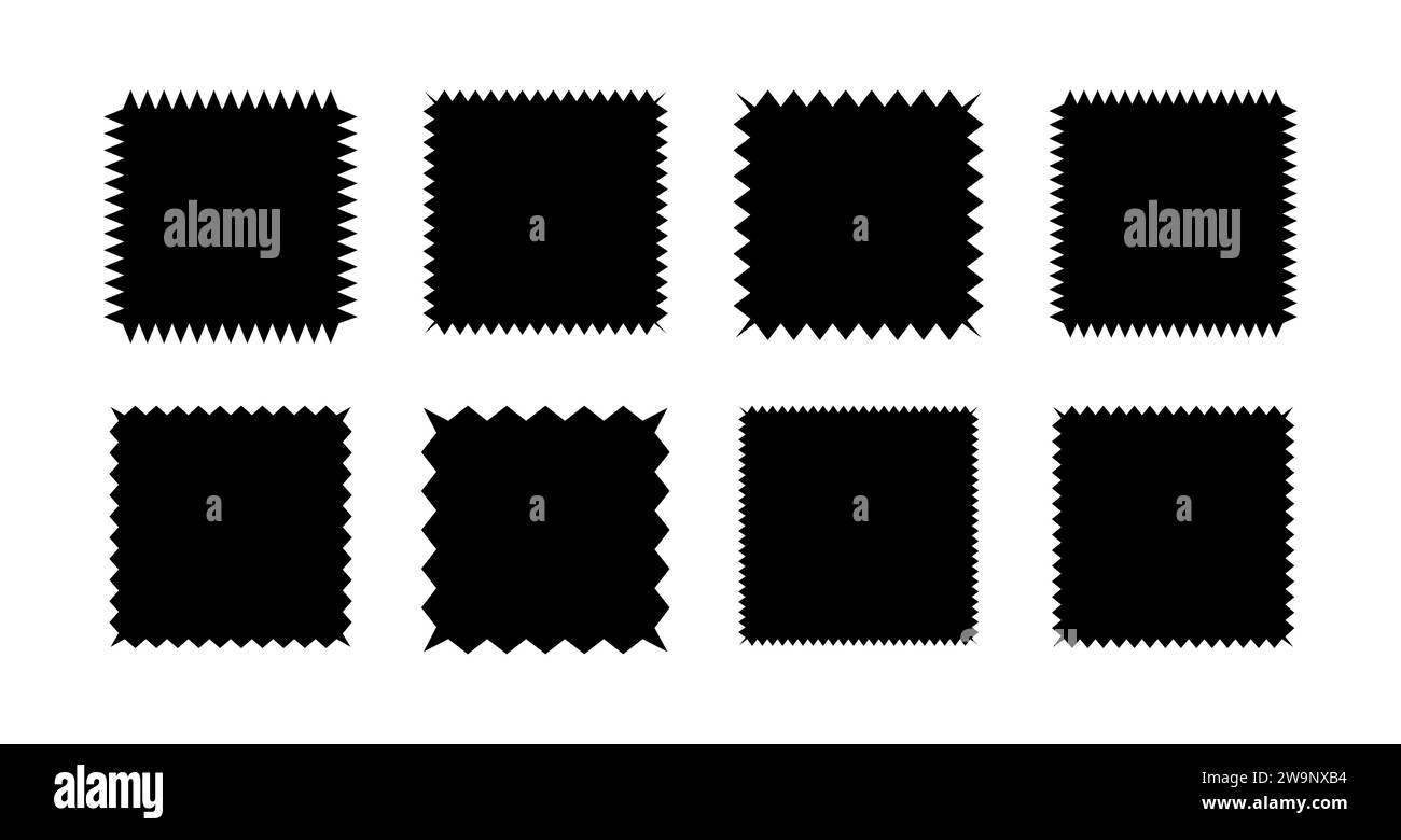 Rectangles with zigzagging and wavy edges. Jagged geometric shapes for ...