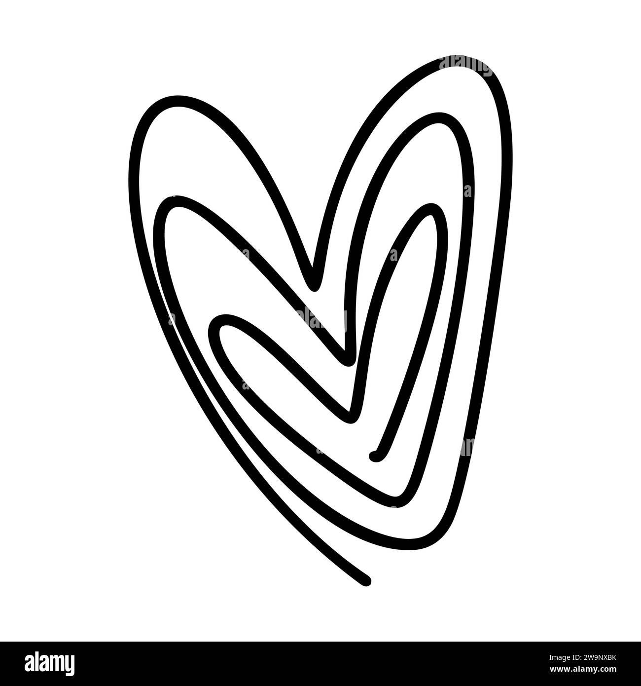 Love heart vector logo lines illustration. Black outline. Element ...