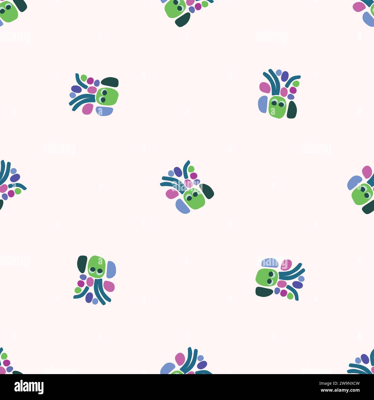 Cute kids blob monster graphic design doodle seamless vector pattern ...