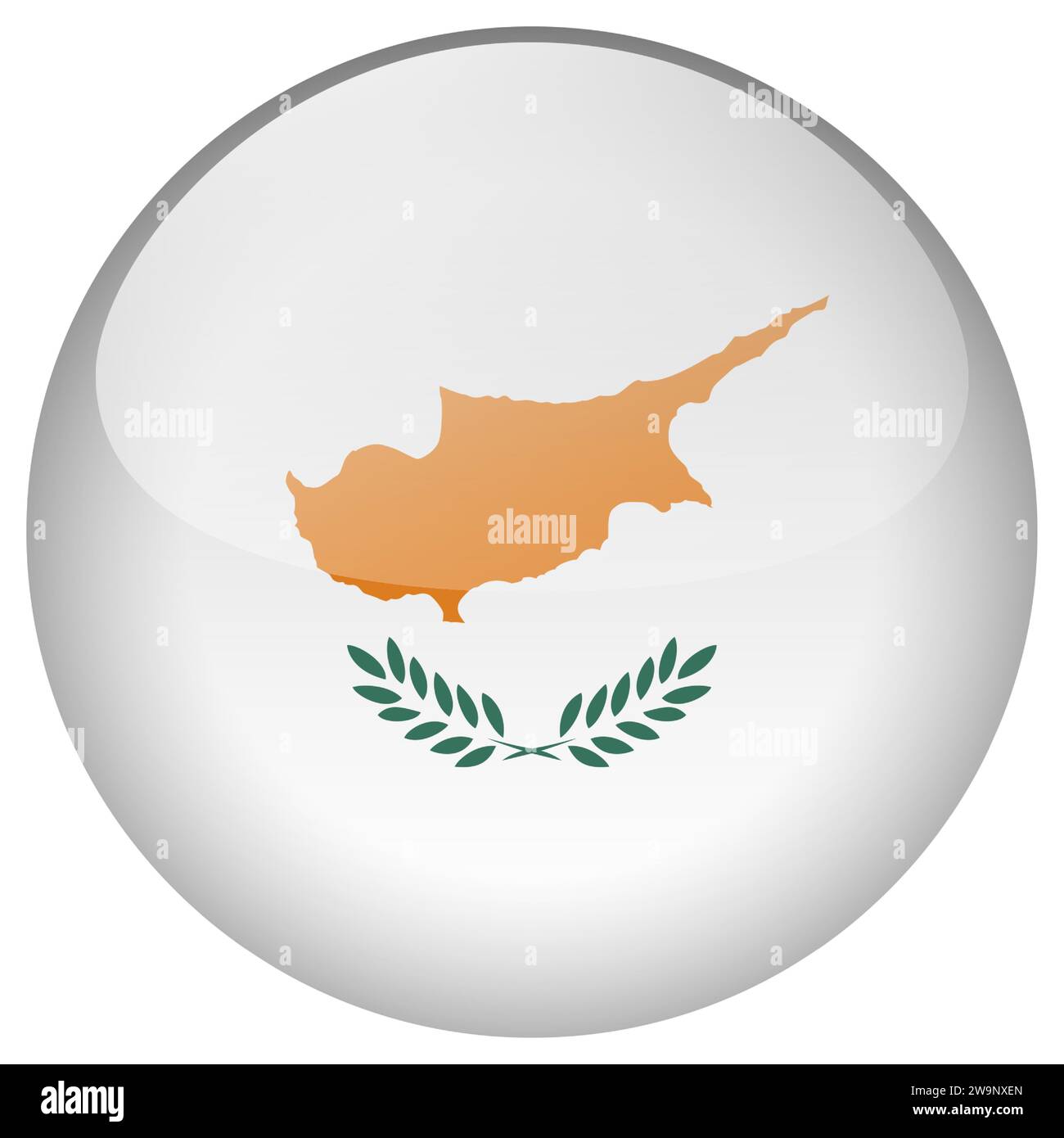 Cyprus flag button. Cyprus circle flag button isolated on white ...