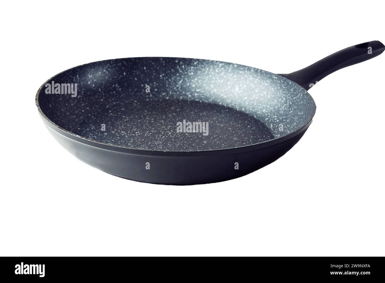 Isolated black non-stick stainless steel frying pan. Mock up, template ...