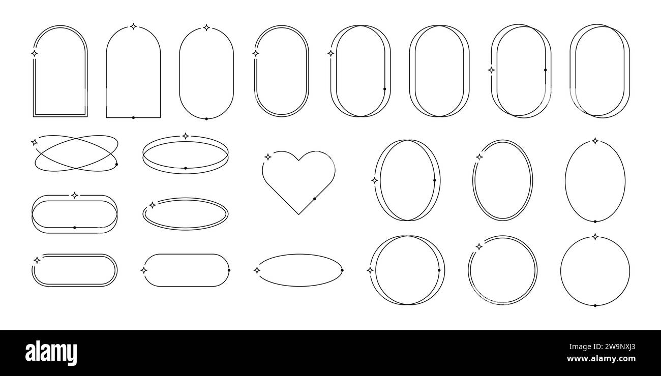 Aesthetic frames pack of y2k elements. Minimalistic linear templates ...