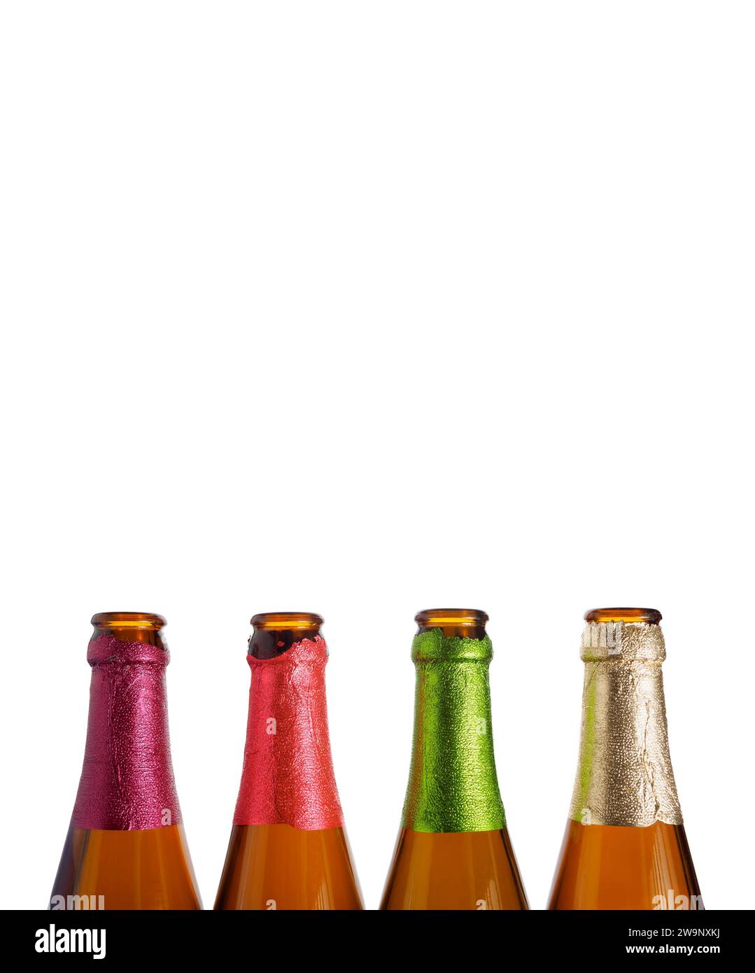 4 bottle necks are in a row, colored foil on the necks Stock Photo - Alamy 4 bottle necks are in a row, colored foil on the necks Stock Photo - Alamy