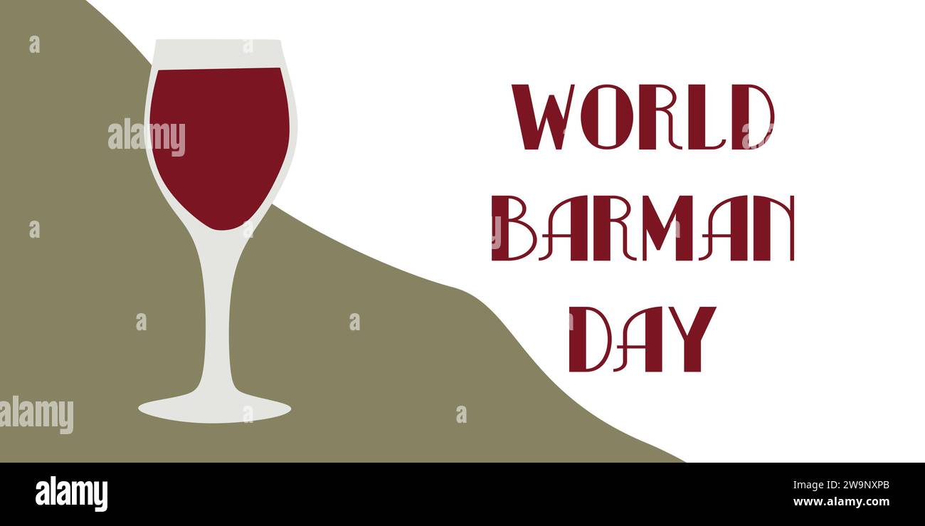 Bartenders Day. Red wine on international Barman Day. Vector Flat ...
