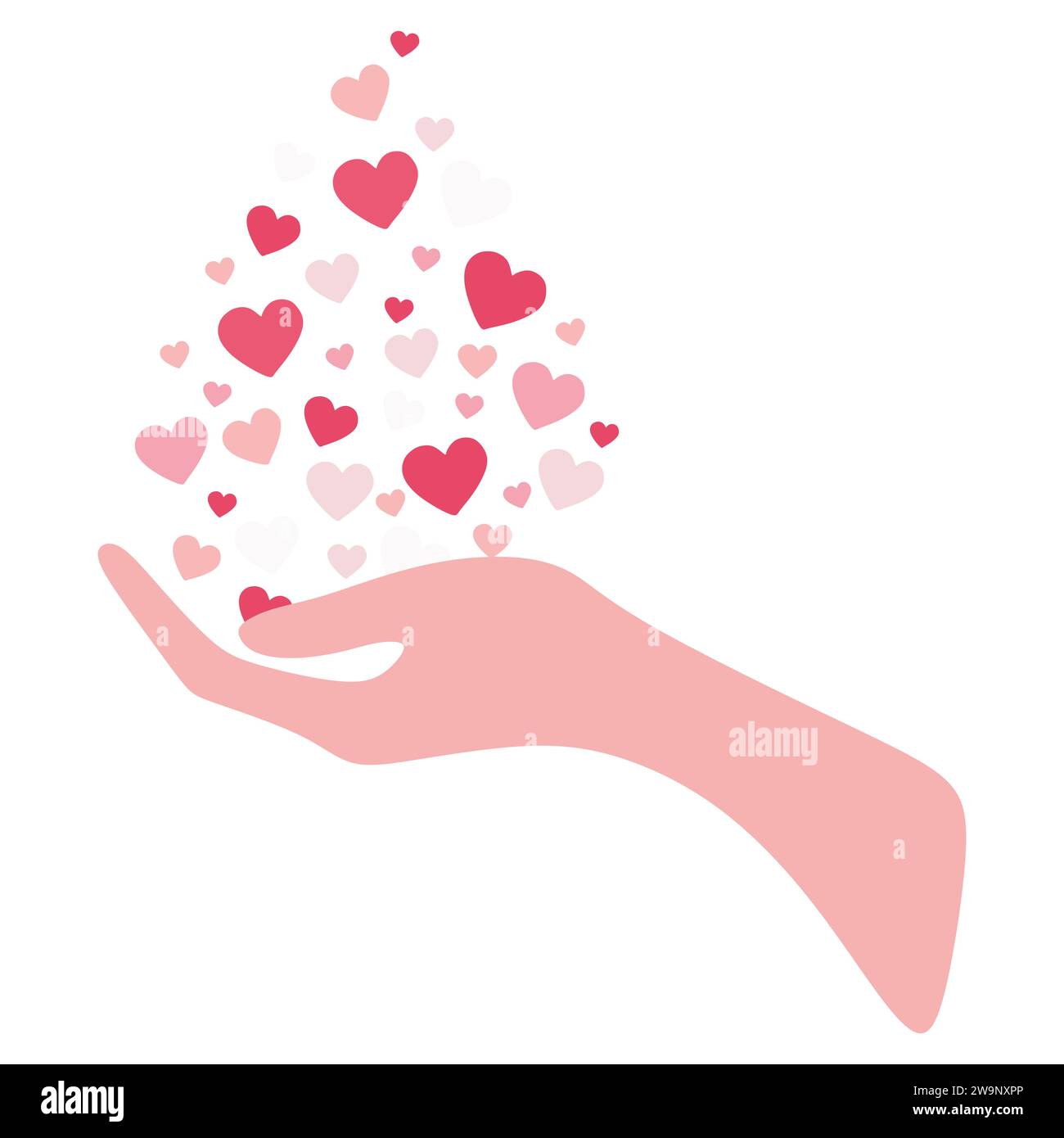 Cartoon hand catch flying hearts. Social media. Concept Health ...