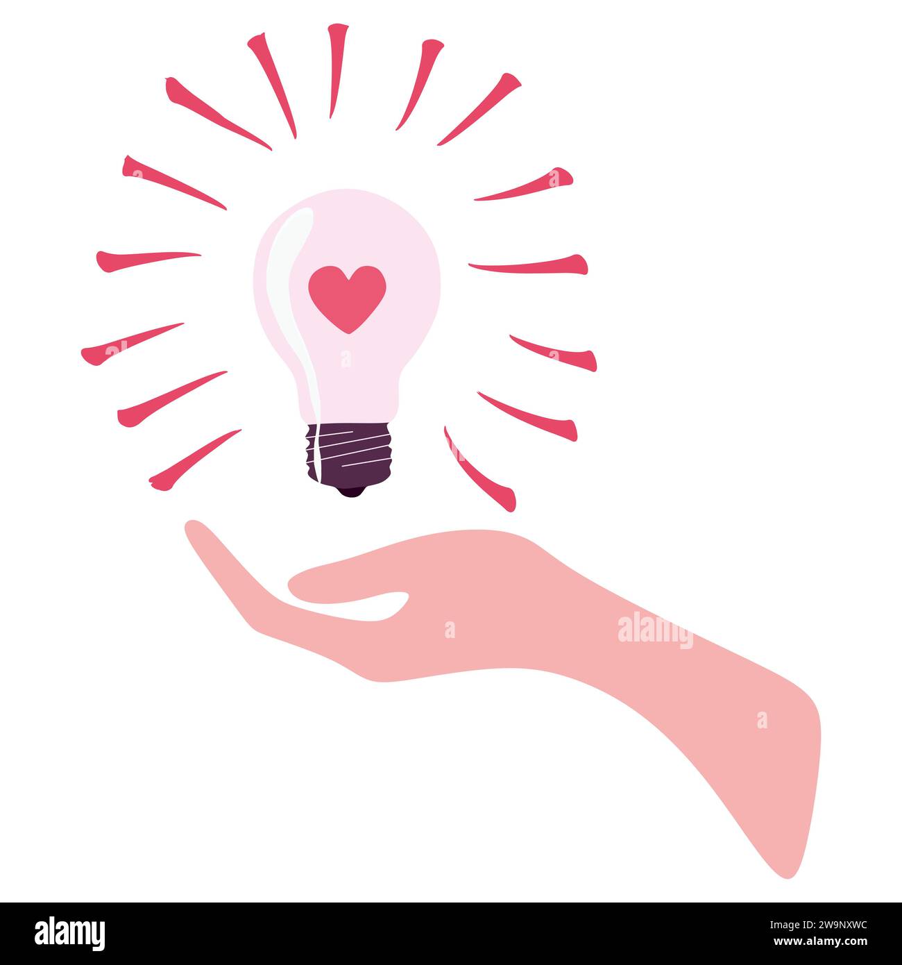 Human Hand Holds and Gives Lighting Bulb with heart inside of it ...