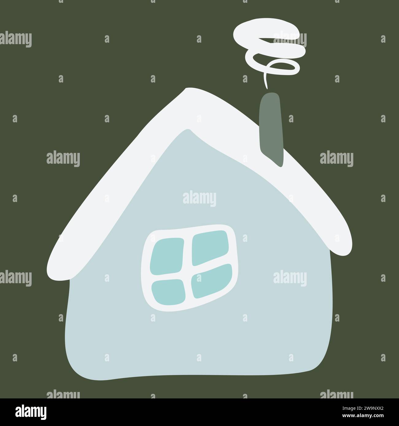 Small Colorful crooked house in Flat style with Smoke from Chimney ...