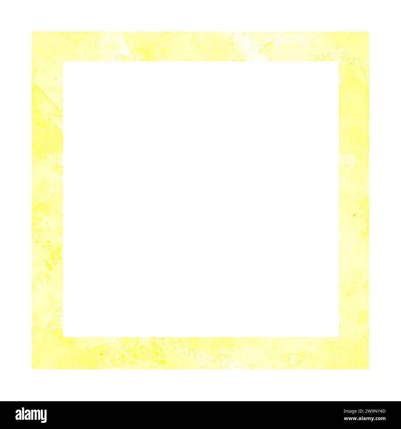 Watercolor square frame yellow splashes Hand painted illustration ...