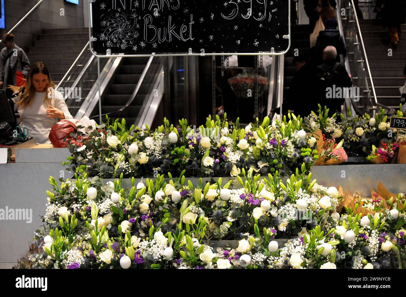 Copenhagen, Denmark /29 December 2023/Flower bouquets on sale in flower ...