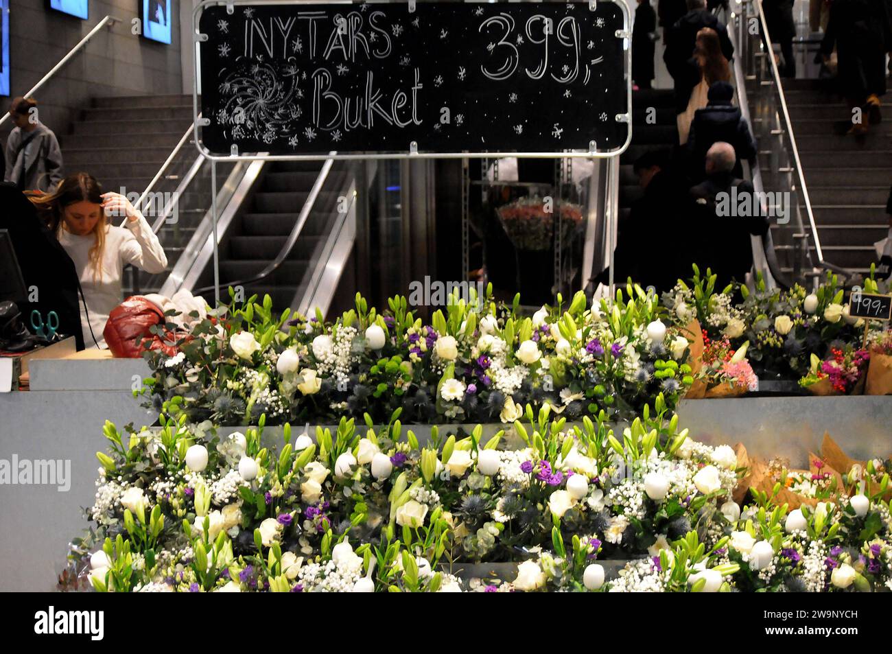 Copenhagen, Denmark /29 December 2023/Flower bouquets on sale in flower ...