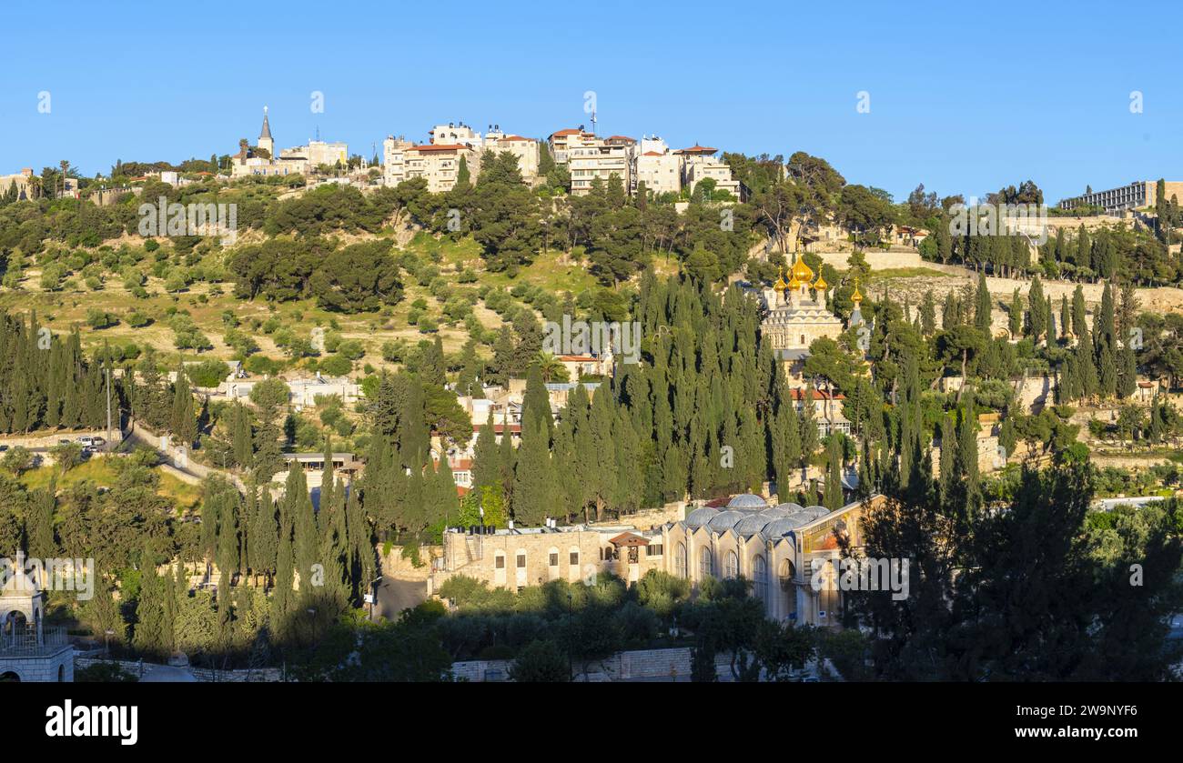 Mount of Olives with the orthodox Mary Magdalene Church Stock Photo - Alamy