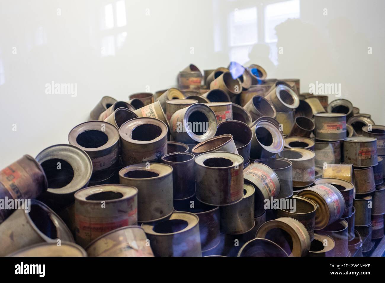 Used gas canisters on display at Auschwitz Stock Photo - Alamy