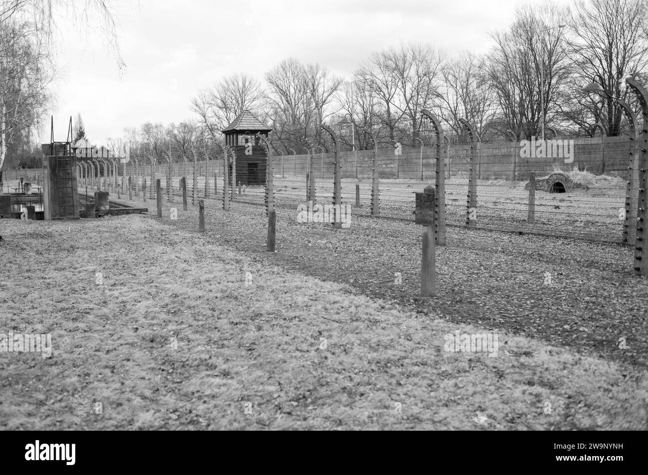 Guard towers at Auschwitz and Birkenau concentration camps, Poland ...