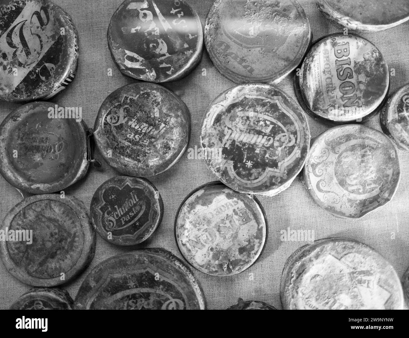 Shoe polish and toothpaste tins taken from prisoners at Auschwith and ...