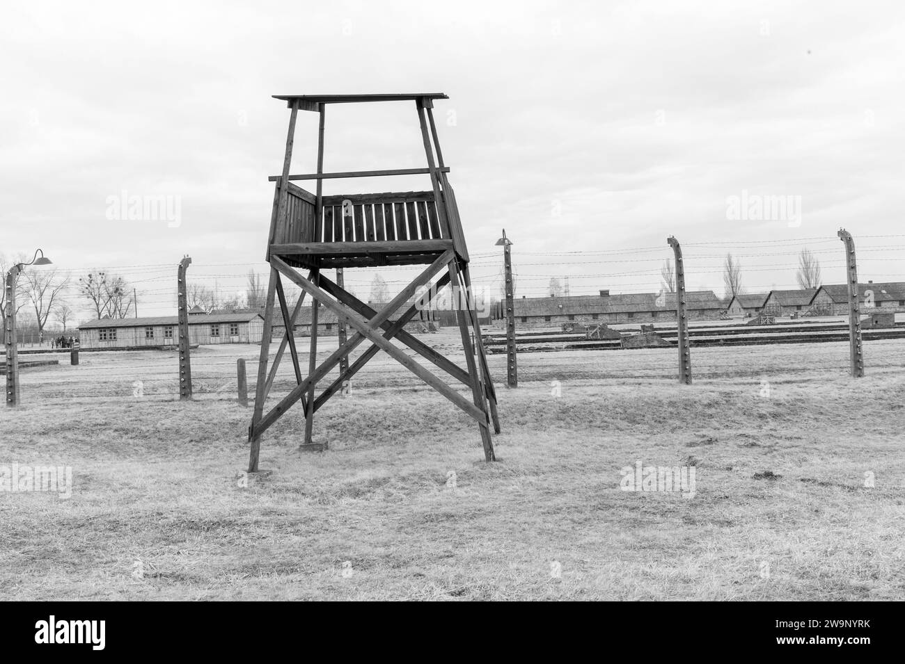 Guard turret at Auschwitz concentration camp Stock Photo - Alamy