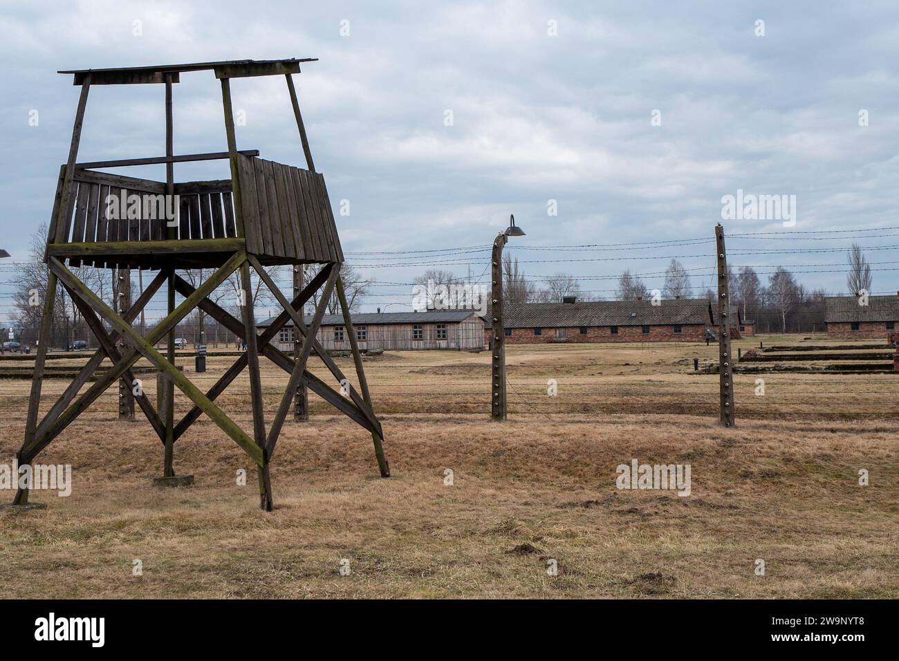 Guard turret at Auschwitz concentration camp Stock Photo - Alamy