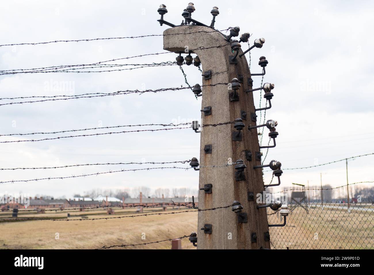 Barbed wire fences, some electric at Auschwitz and Birkenau ...