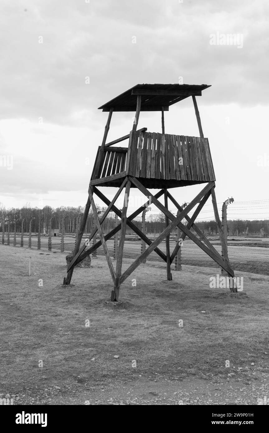 Guard turret at Auschwitz concentration camp Stock Photo - Alamy