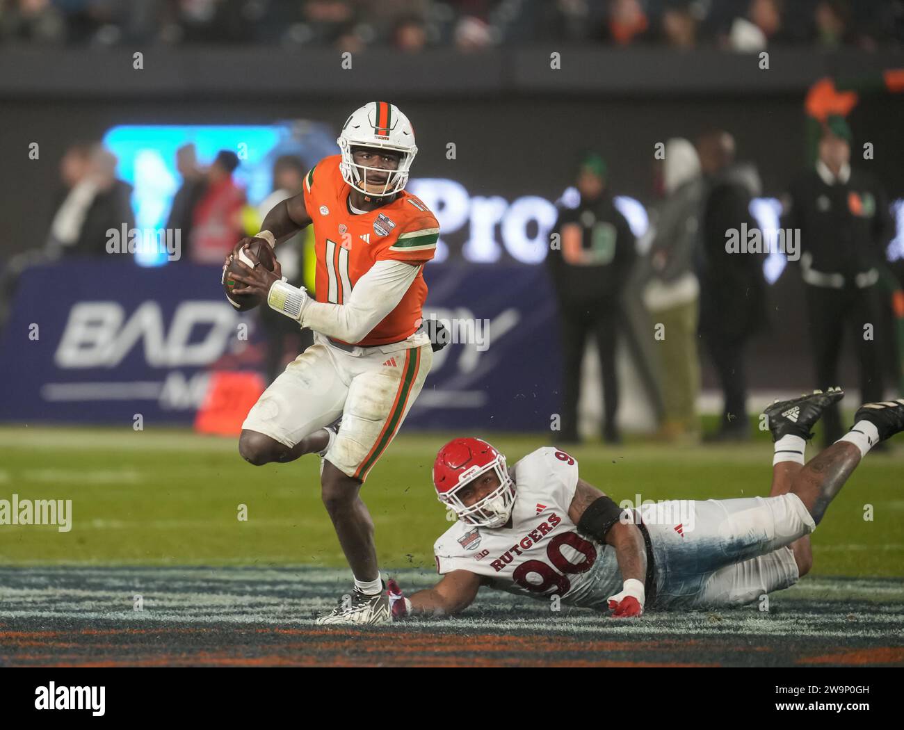 Bronx, United States. 28th Dec, 2023. Miami Hurricanes quarterback ...