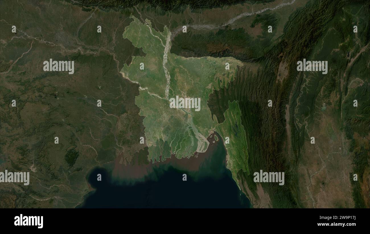 Bangladesh highlighted on a low resolution satellite map Stock Photo ...